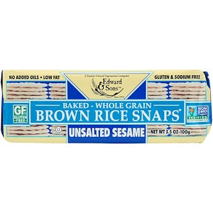 Organic, Sesame - Baked Whole Grain Brown Rice Snaps Biscuits, Unsalte ...